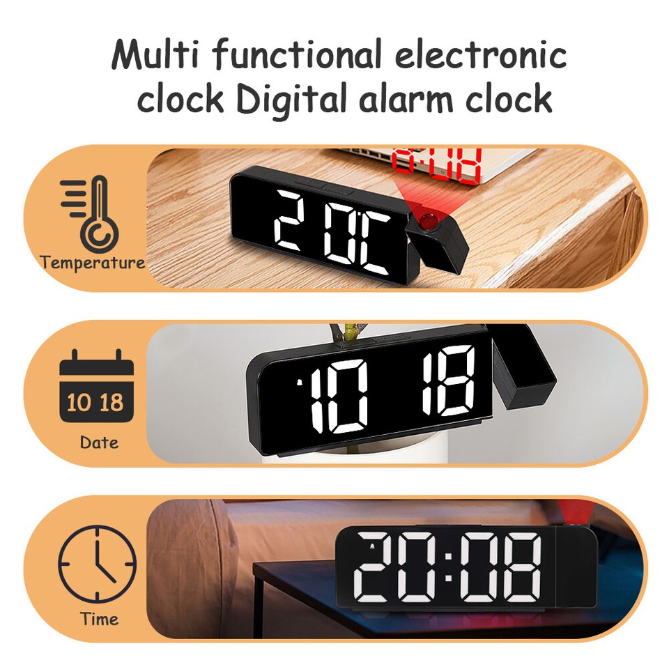 8-inch LED Digital Alarm Clock Large Display Temperature Date Bedside ...