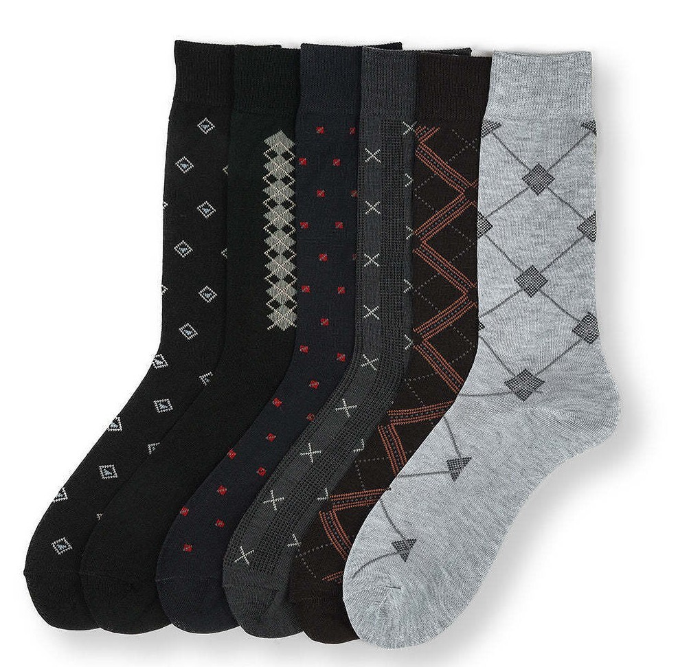 Knocker 6 12 PAIRS MENS NEW Pattern #9915 Ast DRESS SOCKS 10-13 MULTI ...