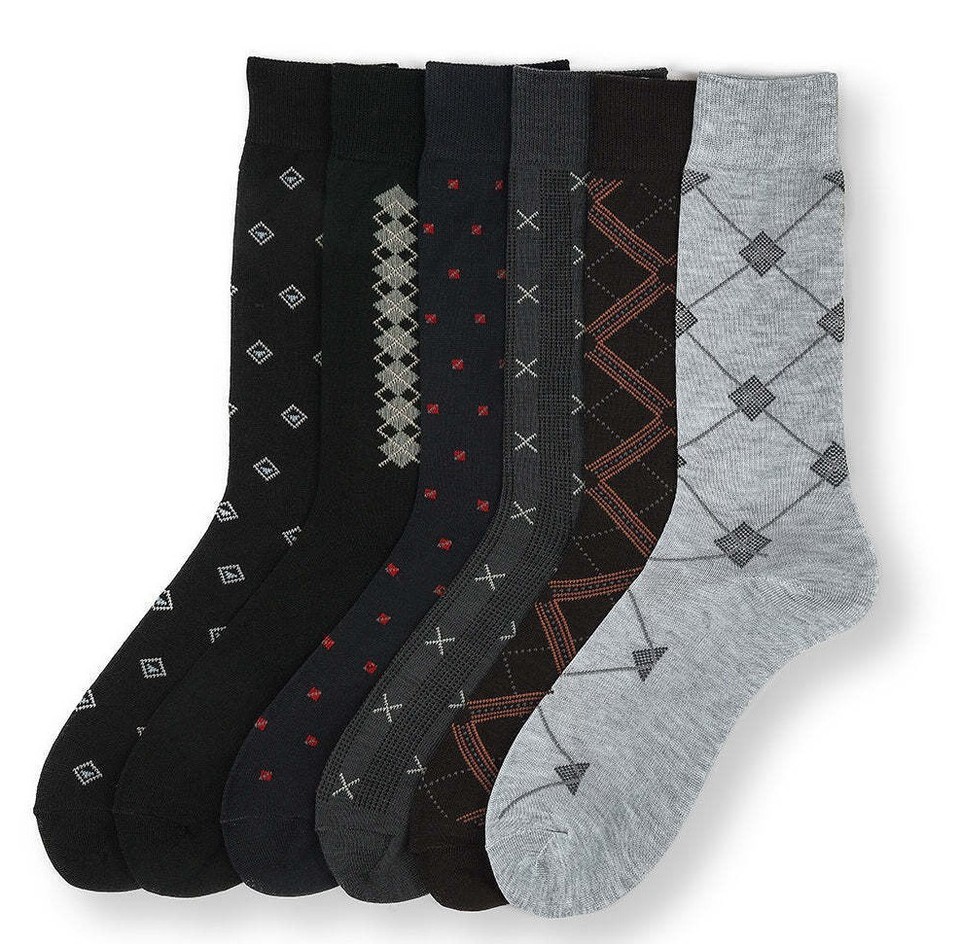 Knocker 6 12 PAIRS MENS NEW Pattern #9915 Ast DRESS SOCKS 10-13 MULTI ...
