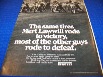 1970 PIRELLI RACING TIRES "MERT LAWWILL.." 1-PAGE SALES AD (723HH) | eBay