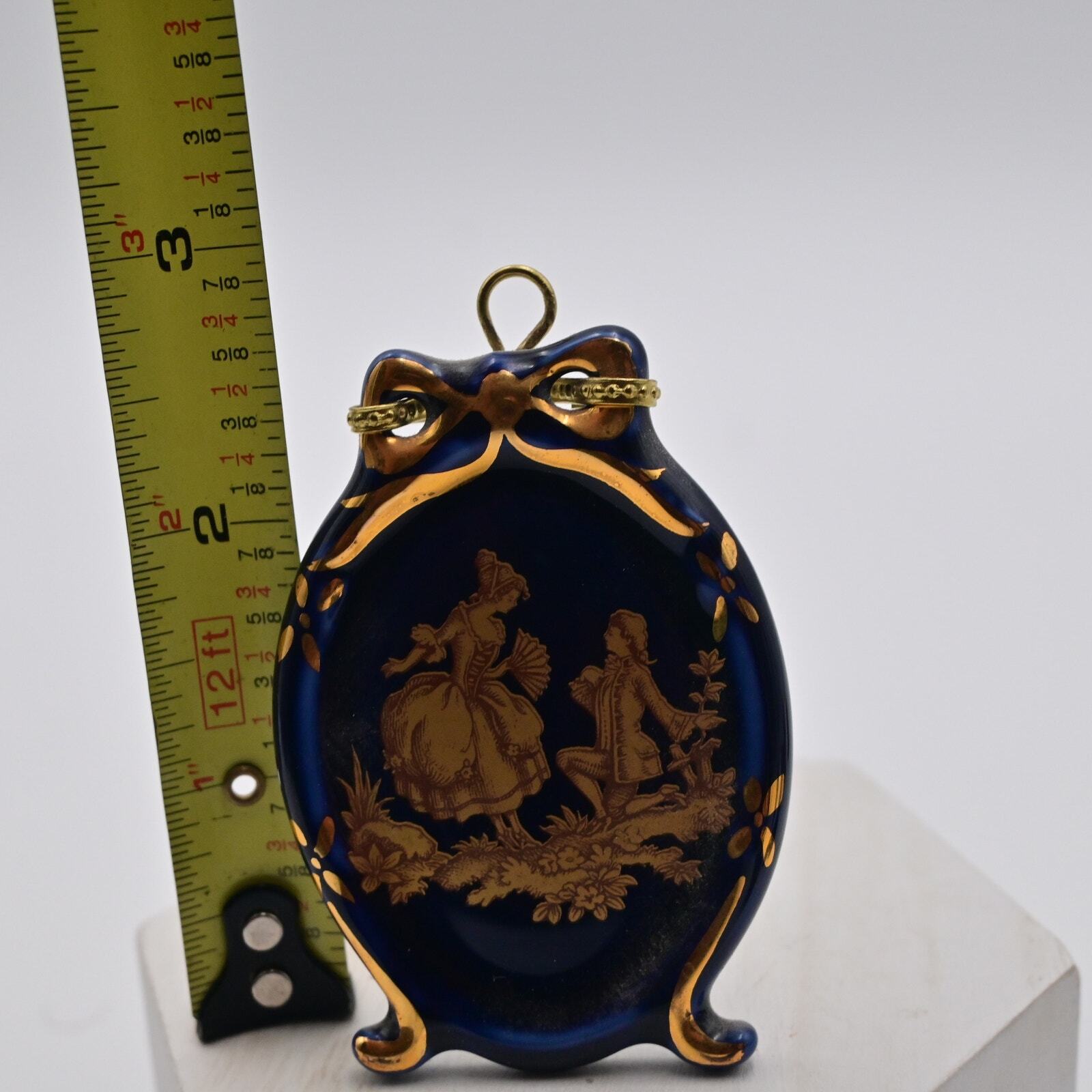 Vintage Limoges Cobalt Blue Victorian Couple Standing Plaque Figure | eBay