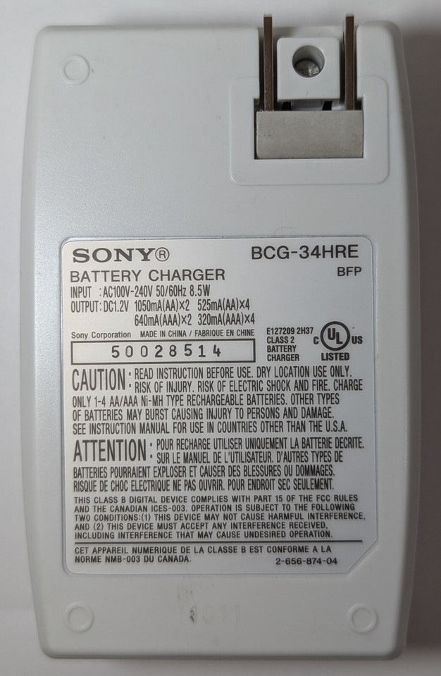 Sony Cycle Energy - BCG34HRE Ni-MH AA or AAA Size Battery Charger | eBay