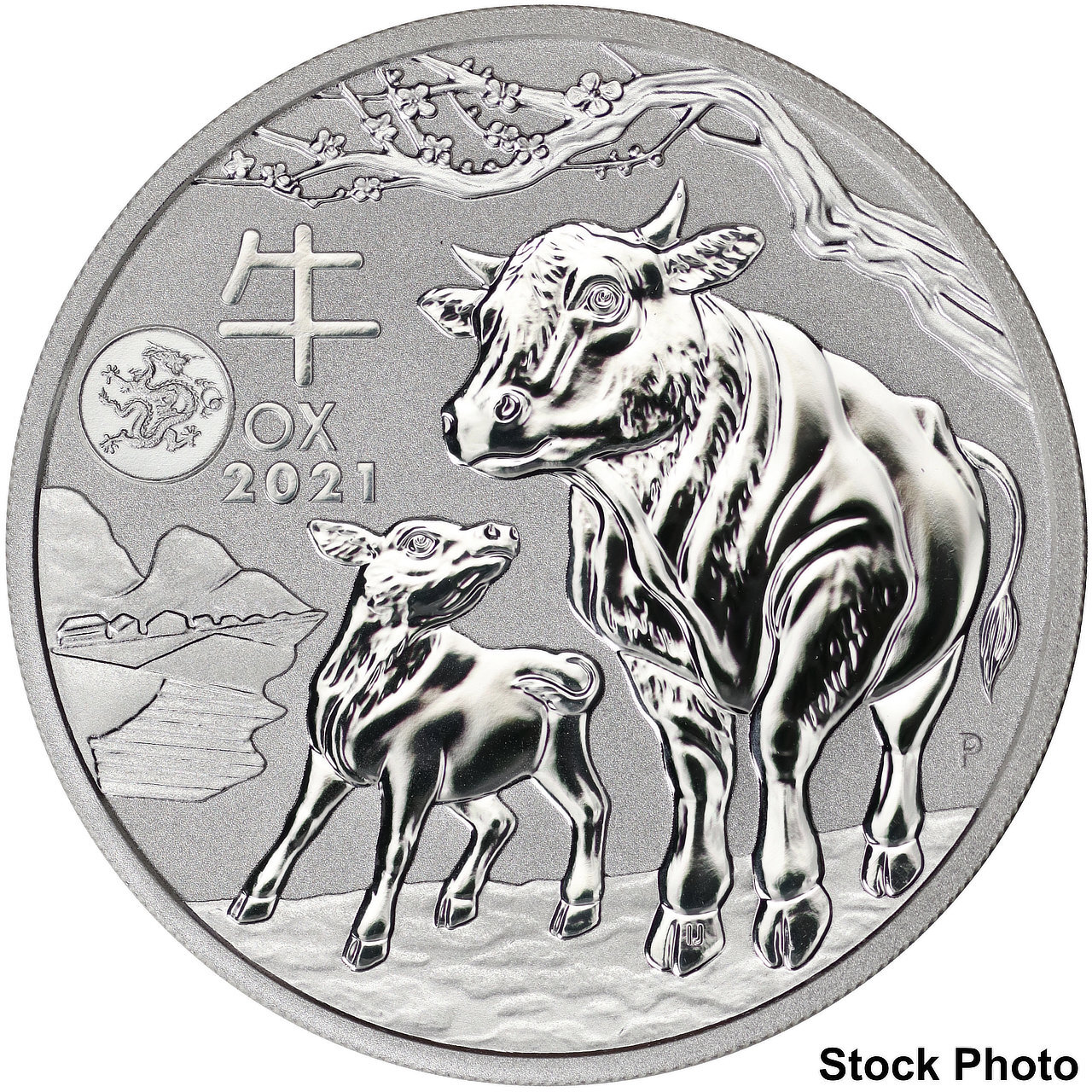 2021-P Australia $1 Lunar Year of the Ox w/Dragon Privy 1 oz 9999 ...