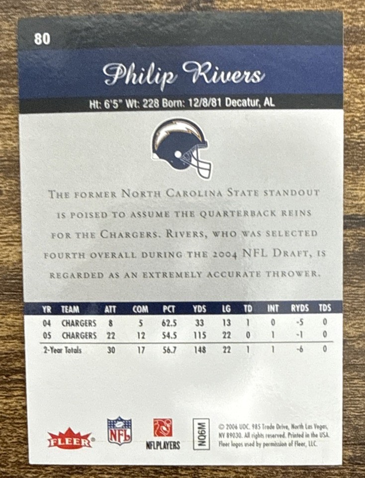 Philip Rivers 06 Flair Showcase #80 MINT Chargers Near Mint | eBay