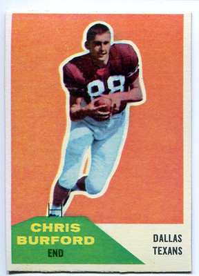 1960 Fleer CHRIS BURFORD RC Dallas Texans Rare Error BOB STRANSKY #10 ...