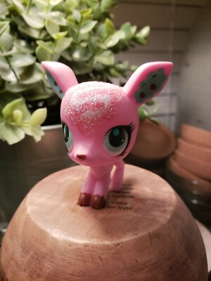 Authentic LPS Littlest Pet Shop #3037 Deer Fawn Pink Glitter Green Mint ...
