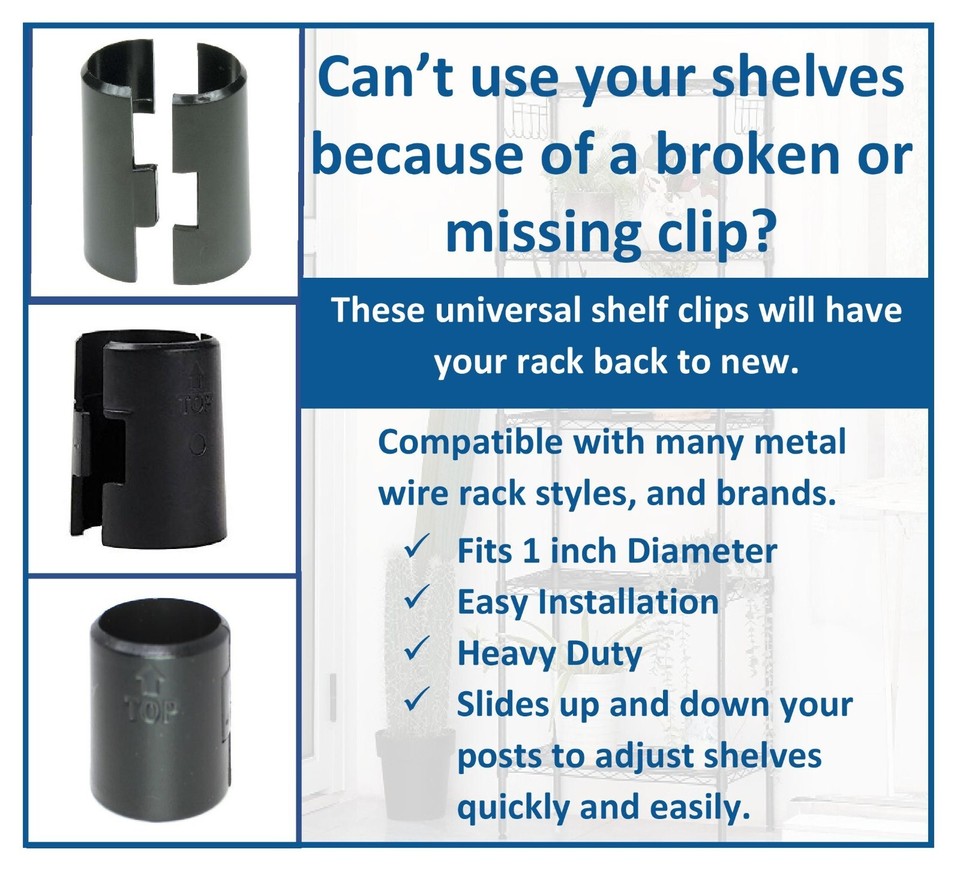 1" Diameter Wire Shelf Clips Shelving Split Sleeves Lock Locking ...