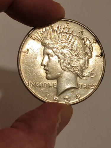 🌟 SCARCE DATE 1934 U.S. Peace Silver $1 Dollar -AU/UNC+ Details ...