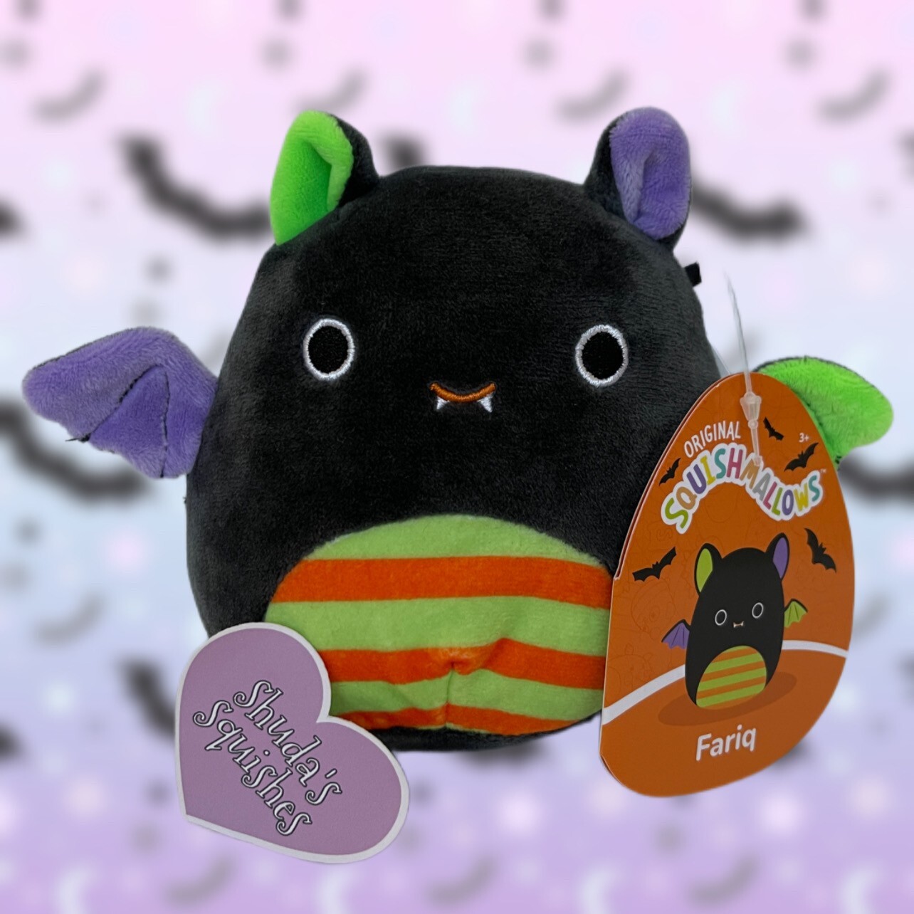Fariq the Purple and Green Bat ♡ 5" Halloween Squishmallow ♡ BNWT HTF ...