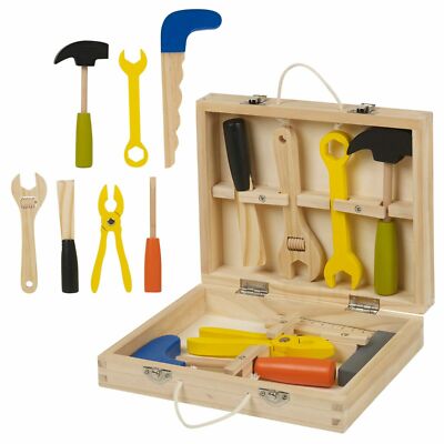 Classic 8pc Wooden Tool Set Children Block Build Kit Builder Play Gift ...