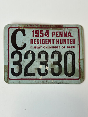 🦌1954 Pennsylvania Hunting License Pa Deer Hunting Tag Nice! 1 Day Ship ...
