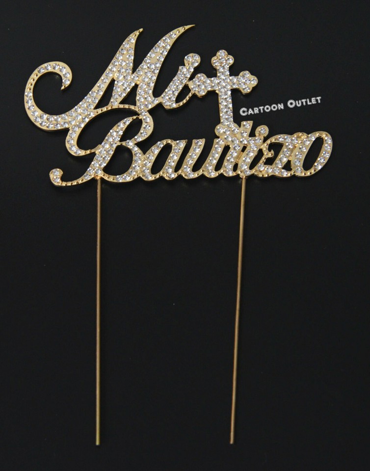 MI BAUTIZO ELEGANT RHINESTONE CAKE TOPPER LARGE METAL BAPTISM CROSS ...