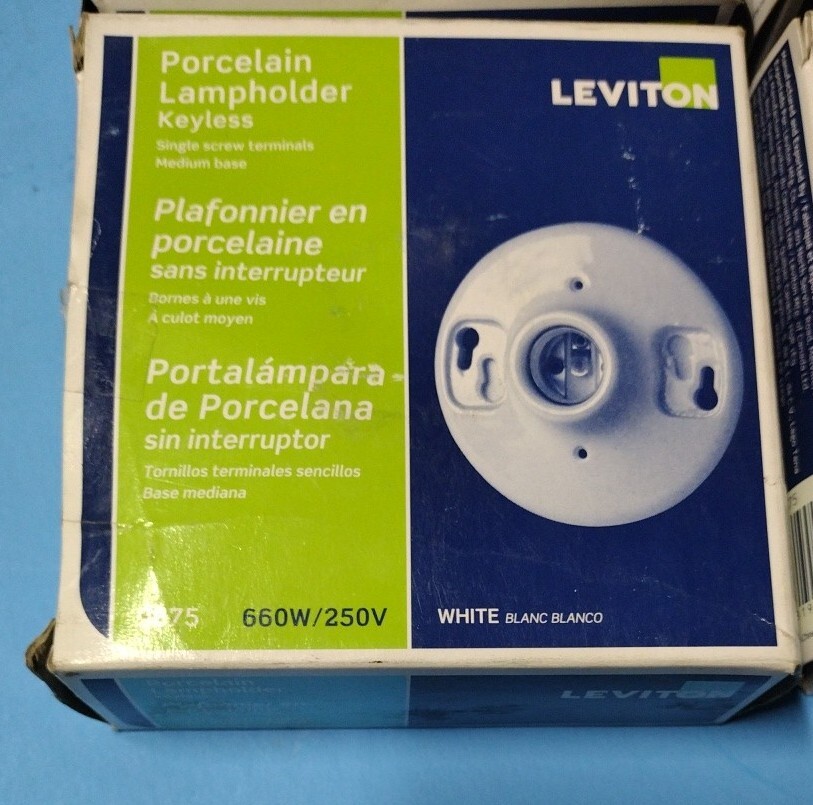 Lot of 4 Leviton Keyless Porcelain Lampholder 9875 Single Screw Term ...