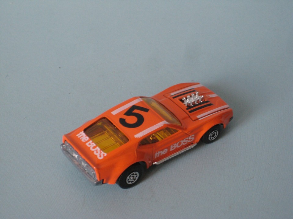 Lesney Matchbox Superfast 44 Ford Boss Mustang White Tampo DARK Orange ...