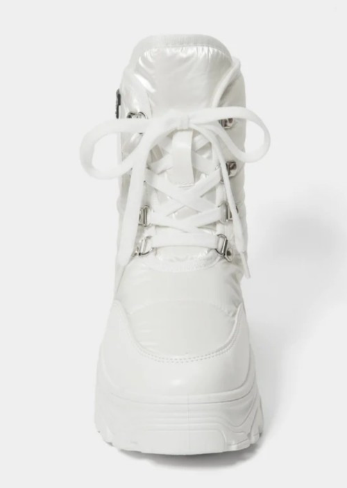 NEW BEBE SIZE 8.5 Jadah White Water-Resistant Lace Up Boots Deluxe ...