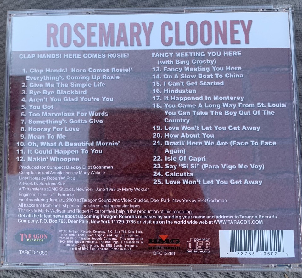 Clooney, Rosemary - Clap Hand Here Comes Rosie / Fancy Meeting You Here ...