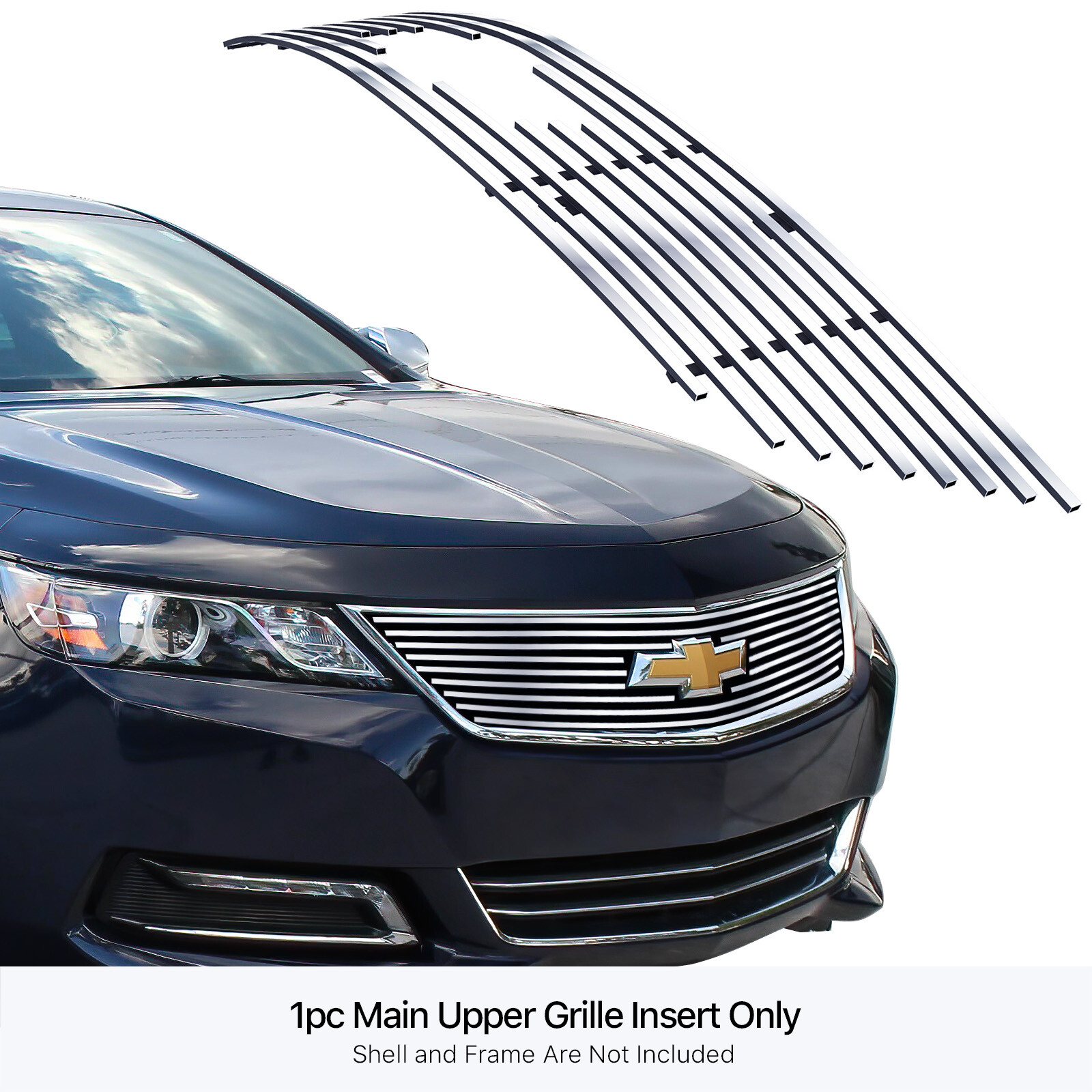 Fits 2014-2020 Chevy Impala Upper Stainless Steel Chrome Billet Grille ...