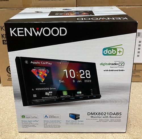 Kenwood DMX8021DABS 7" Screen Double Din DAB Wireless Bluetooth CarPlay ...