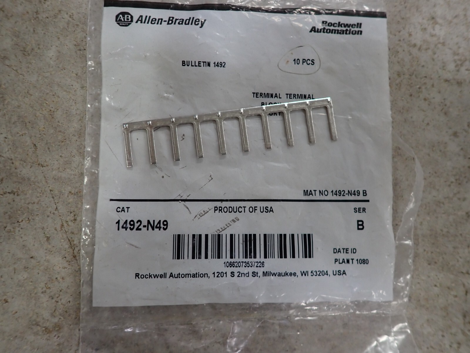 NEW Allen-Bradley 1492-N49 Terminal Block Accessory-Uninsulated Side ...
