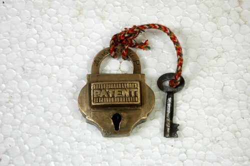 Vintage Old Collectible Antique Rare Handmade Patent Engrave Brass Lock ...