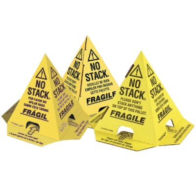 50 Do Not Stack Pallet Cones -Yellow/Black Tri-Lingual Pallet Cones ...