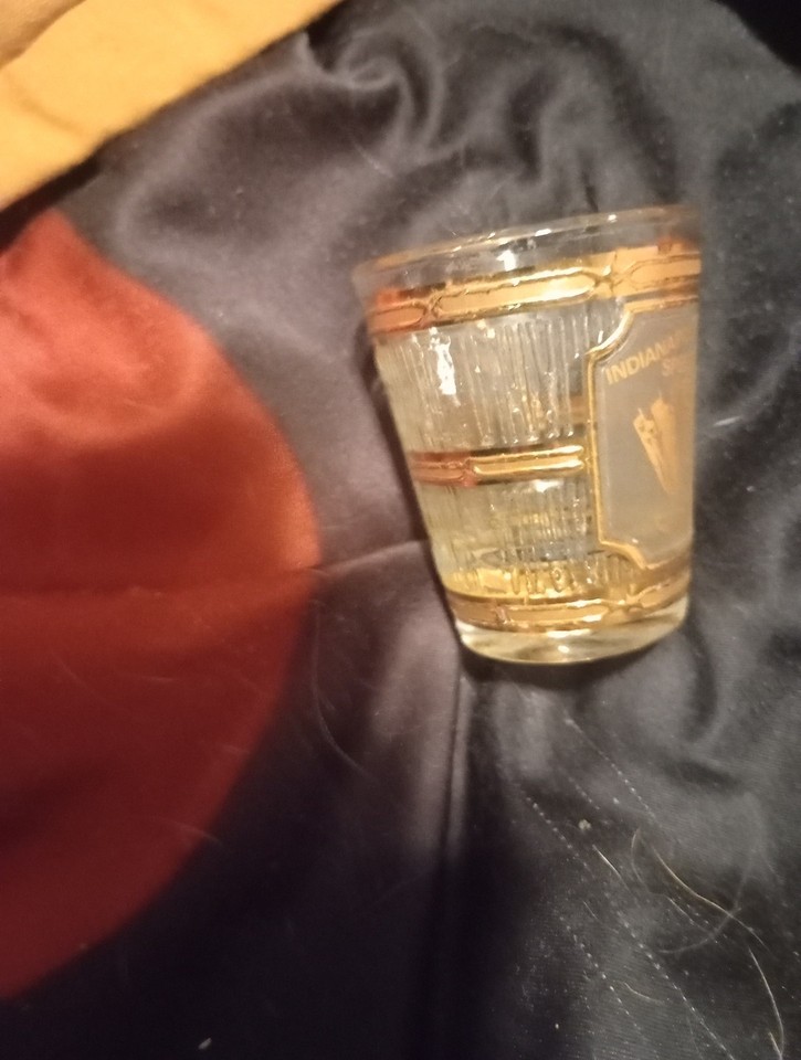 Vintage Indianapolis Motor Speedway Shot Glass - Gold Graphics - Indy ...