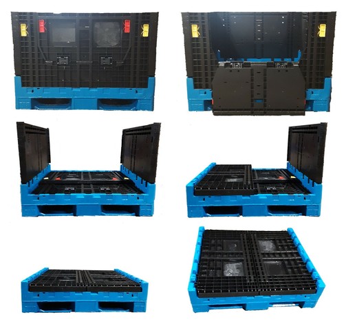 48x45x34 Used Plastic Bulk Collapsible Container; 2 Drop Doors, Color ...