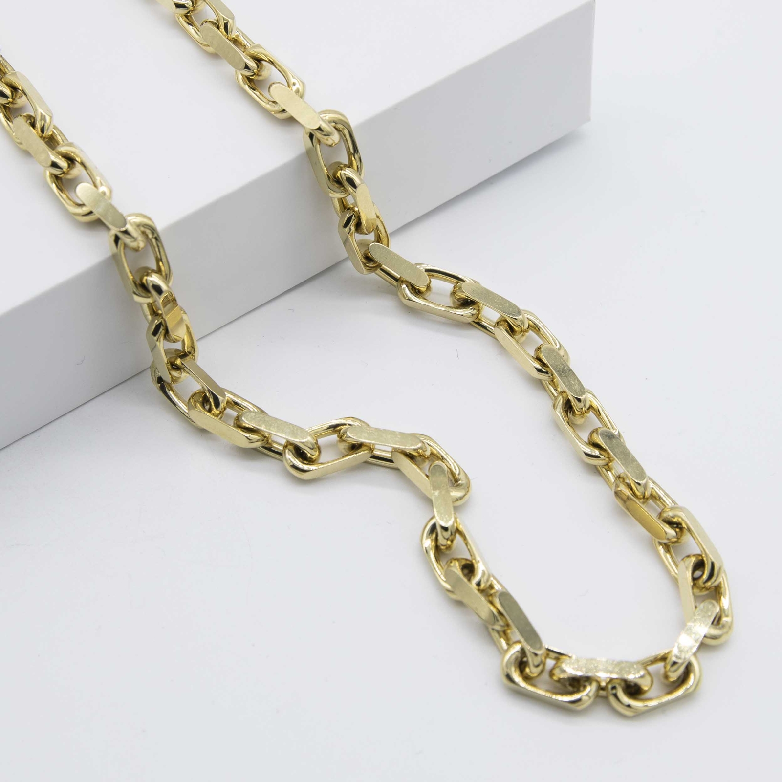 Solid 14K Yellow Gold Chunky Box Chain Necklace Real 14K Yellow Gold ...