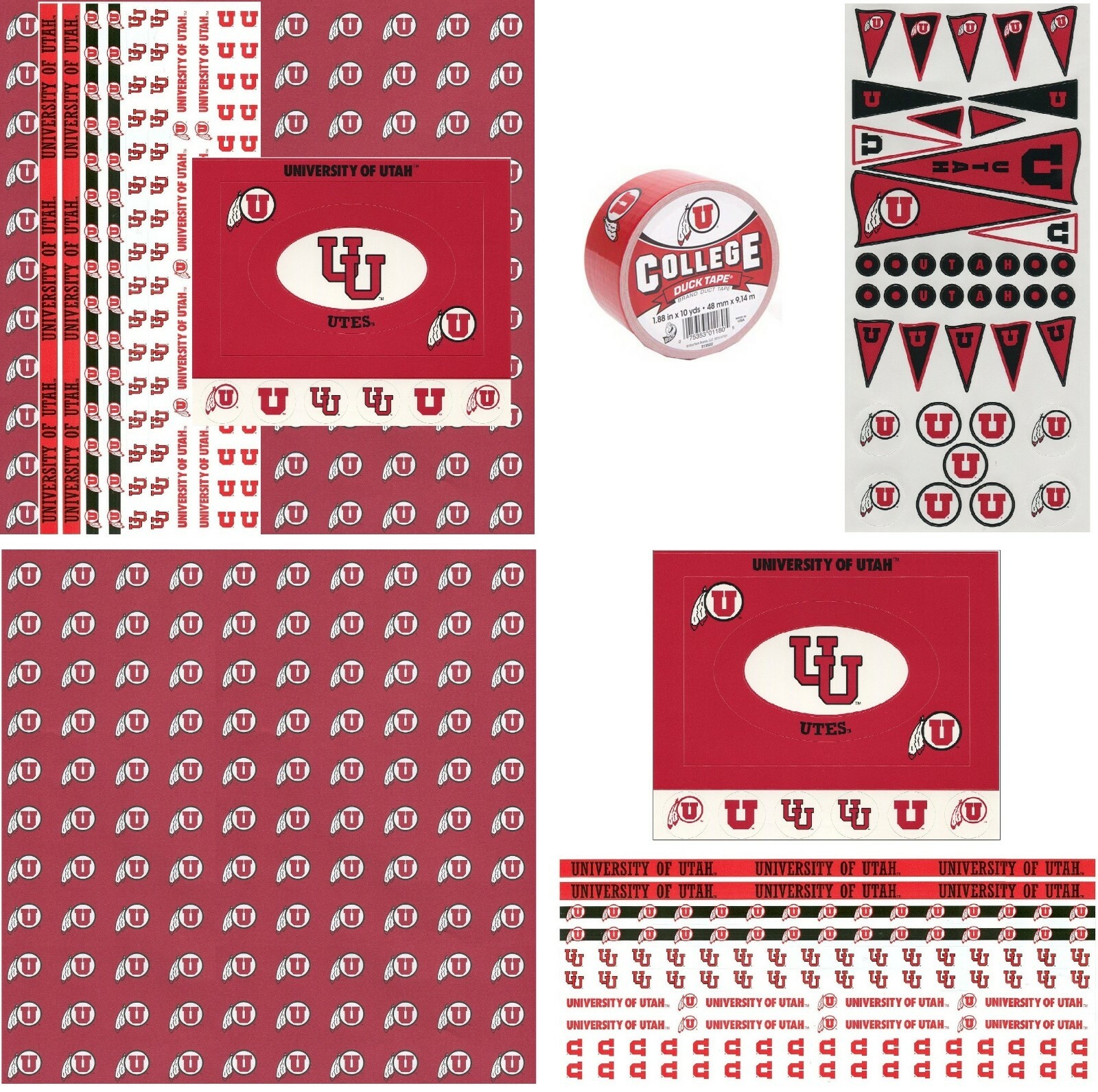 University of Utah Utes NCAA Scrapbook Kit Paper Stickers U-CHOOSE 6 ...