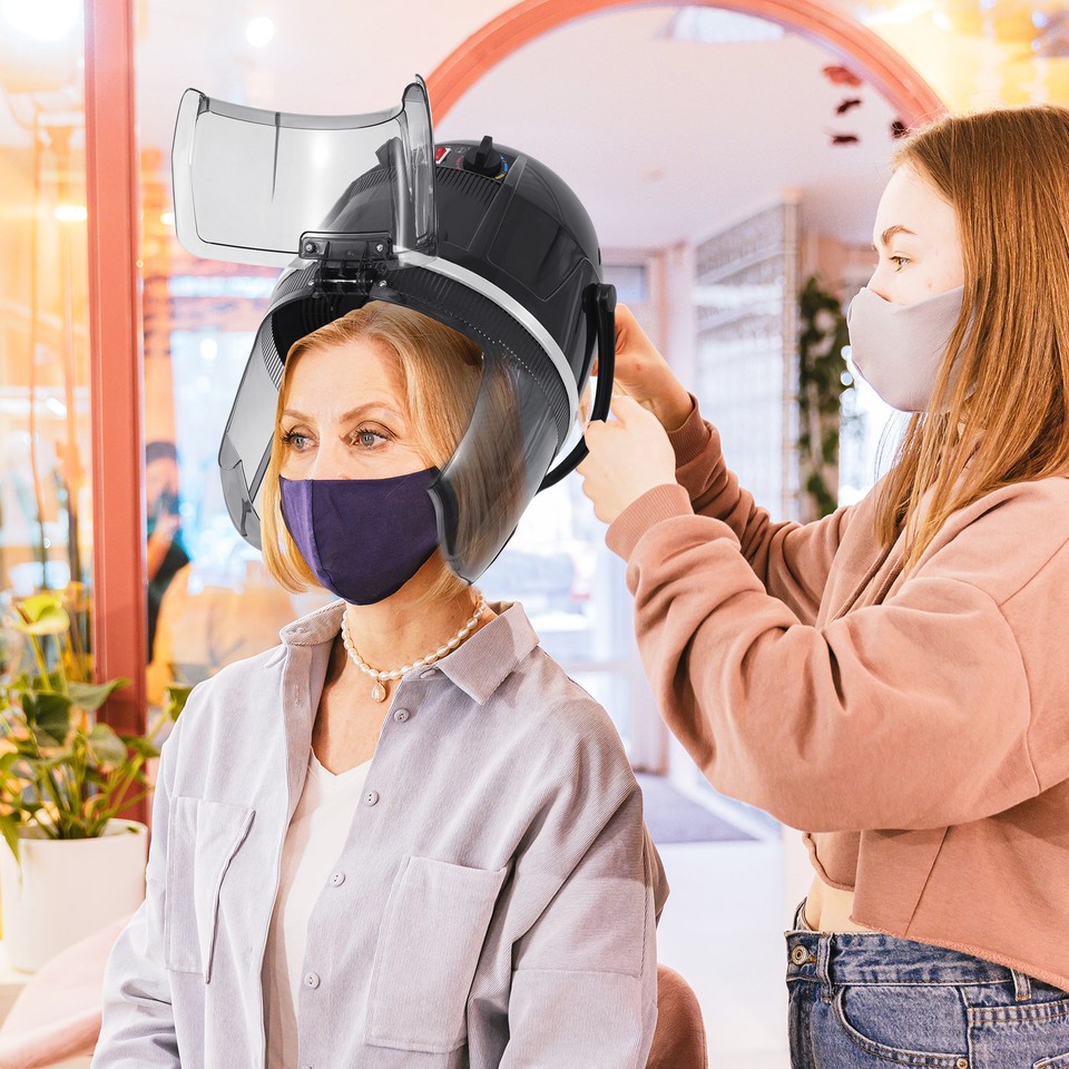 Rolling Salon Hair Dryer Bonnet Hood Hot Perm Adjustable Height | eBay