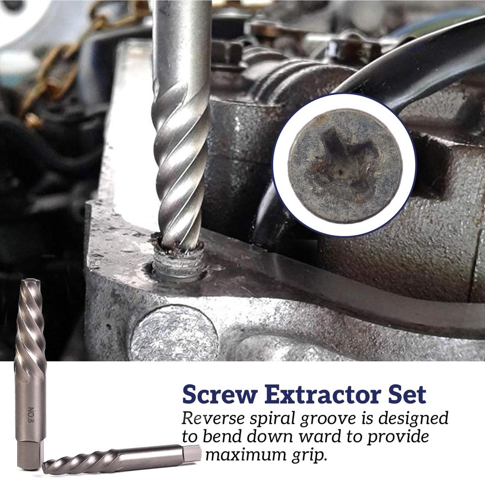 Bolt Extractor Set – Multi-Spline & Rounded-Off Screw Removal Tool Kit ...