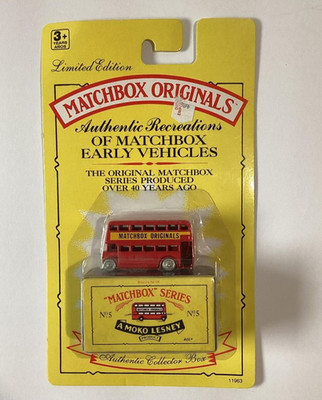 RARE! NEW MATCHBOX ORIGINALS LONDON BUS No. 5 LONDON BUS WITH COLLECTOR ...