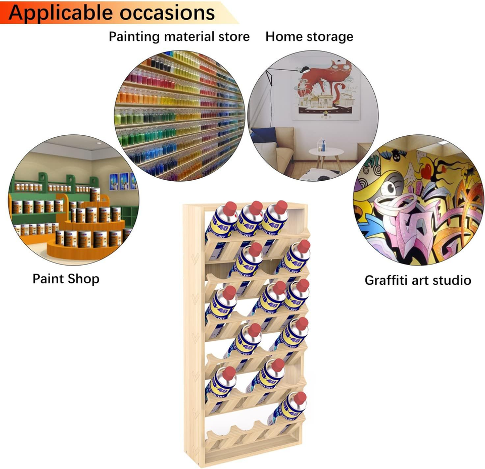 jxgzyy 6 Tier 24 Can Spray Paint or Lube Wall Mount Storage Holder Rack ...