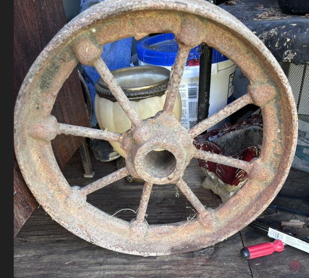 ANTIQUE CAST IRON 8 SPOKE WAGON WHEEL PLOW ,CART FARM DECOR 16 INCHES ...