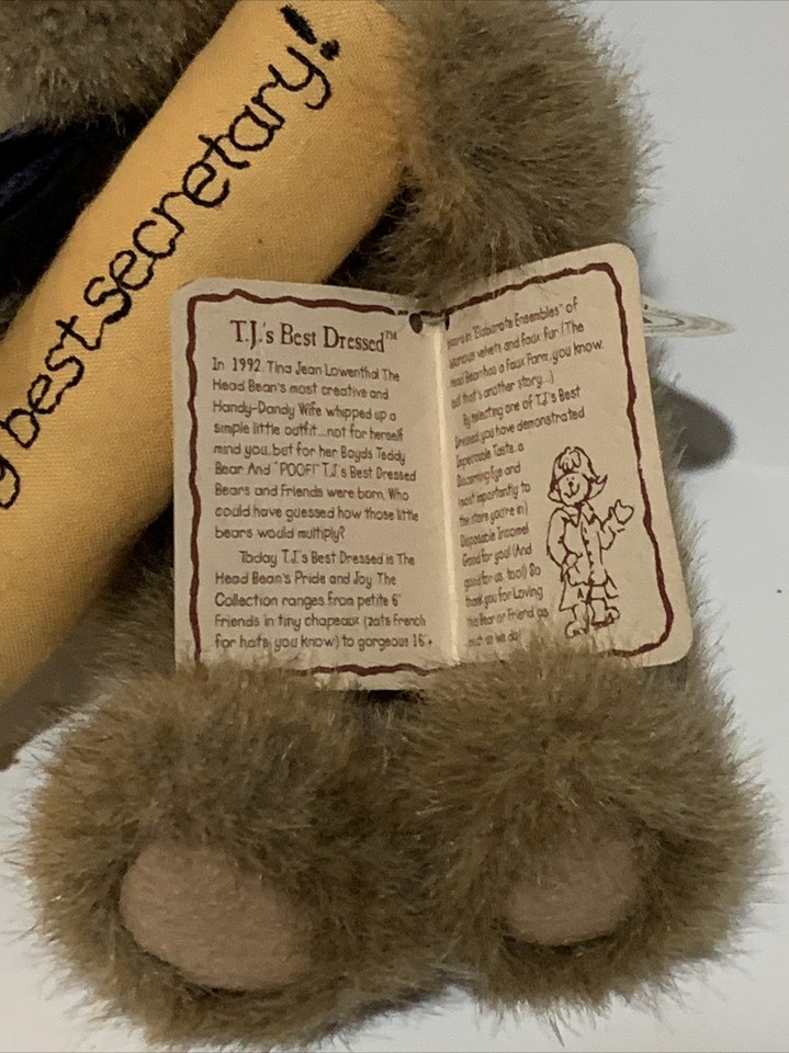 BOYDS BEARS BEARY BEST SECRETARY TEDDY PLUSH STUFFED ANIMAL TOY GIFT 6 ...