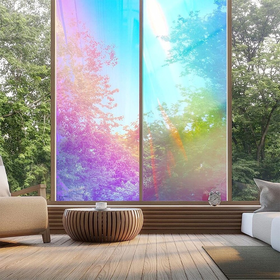 Transparent Iridescent PET Sheet Window Film Rainbow For DIY Shopping ...