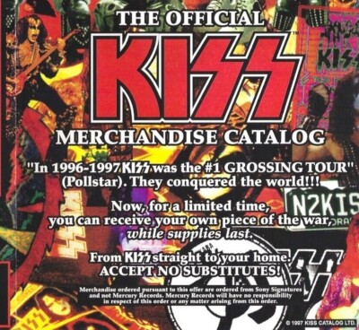 BOX of 1,000 copies of original issue KISS OFFICIAL 1996/97 MERCHANDISE ...