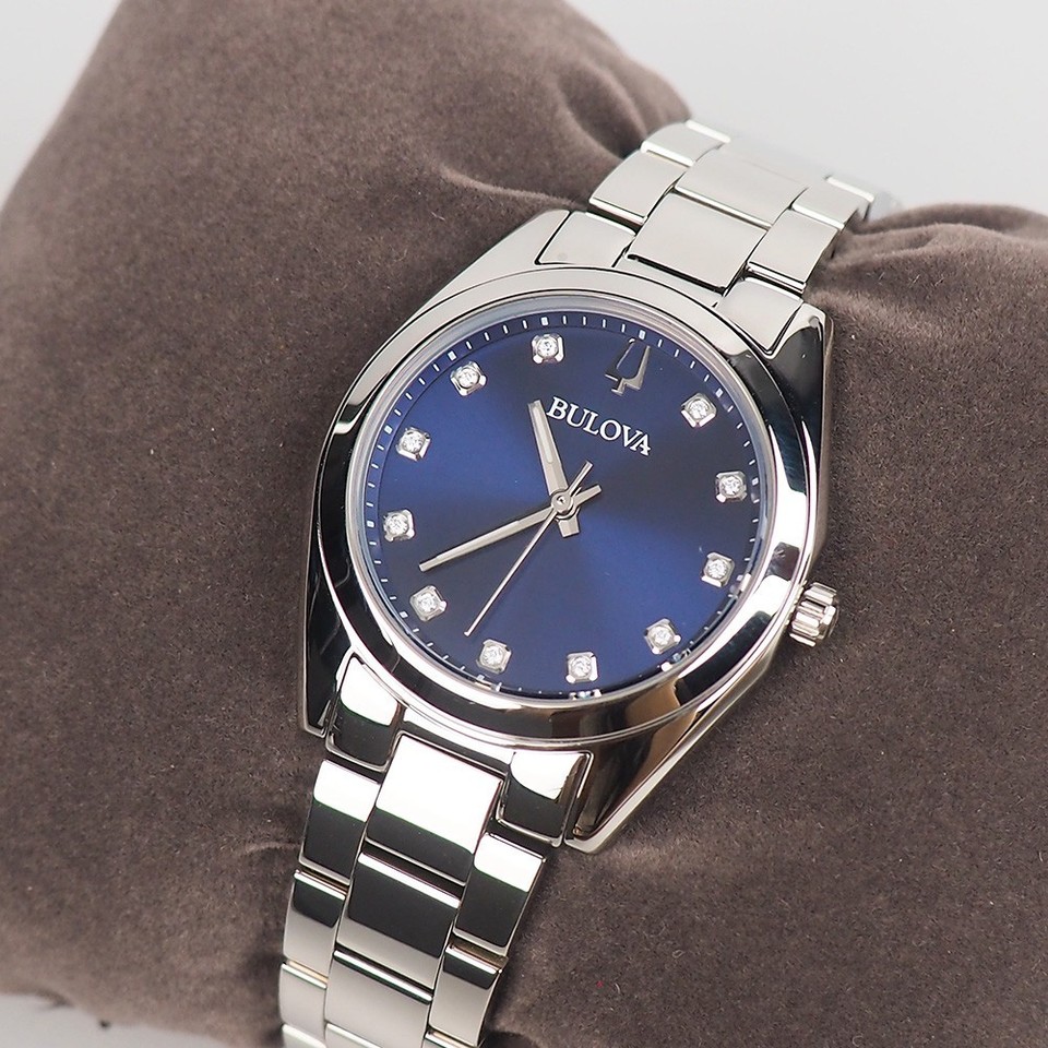 Bulova Surveyor Diamond Blue Dial Stainless Steel Quartz Women's Watch ...