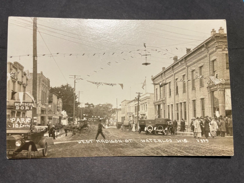 RPPC Real Photo Postcard Madison Street WATERLOO WI Wisconsin | eBay
