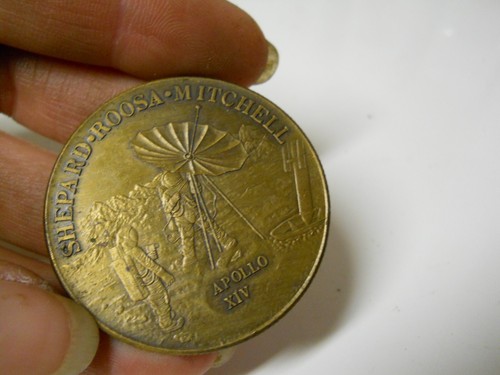 NASA Space Mission Apollo XIV 14 Earth Dark Brass Challenge Coin RARE ...