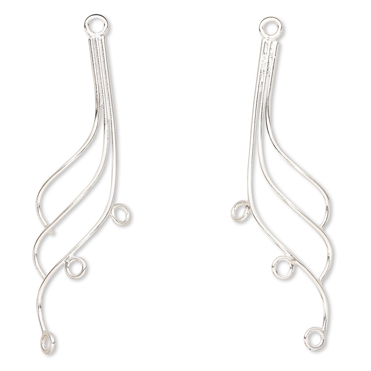 Focal, 2 Sterling Silver Right & Left 3-Wire 39.5x11.5mm Earring Link ...