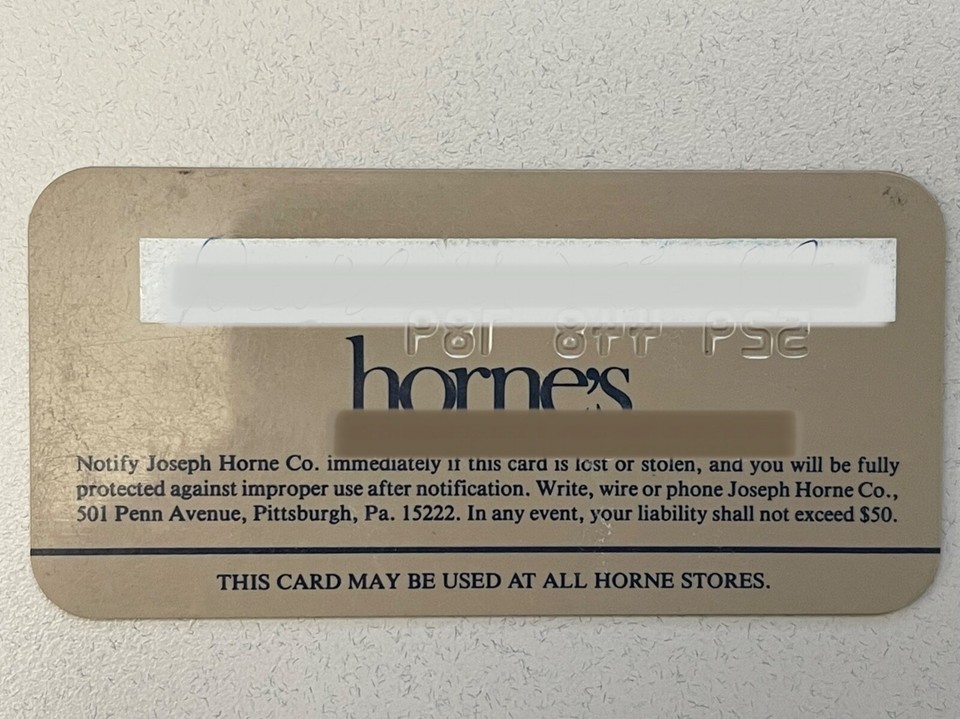 JOSEPH HORNE CO. Credit Card ~ DEFUNCT ~ Vintage ~ PITTSBURGH princess ...