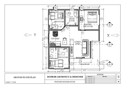 Modern house plan with blueprint PDF, DWGfile & 3D Design images - 672 ...