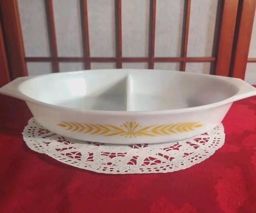 Pyrex 1960-1961 Original Vtg 12" Oval Divided Vegetable Bowl Royal ...
