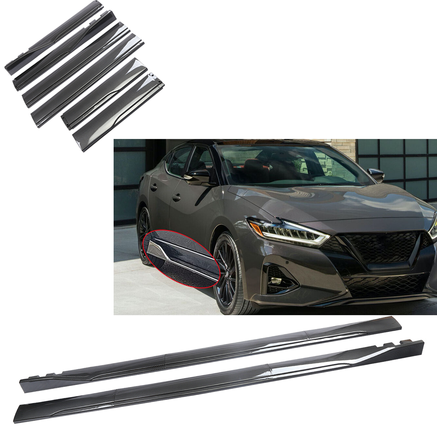 Carbon Fiber Side Skirt Rocker Panel Fit For Nissan Maxima ...