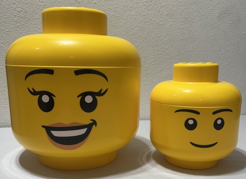 LEGO Iconic Girl Storage Head LOT Smiley Face Female 11” Tall + 7.5 ...