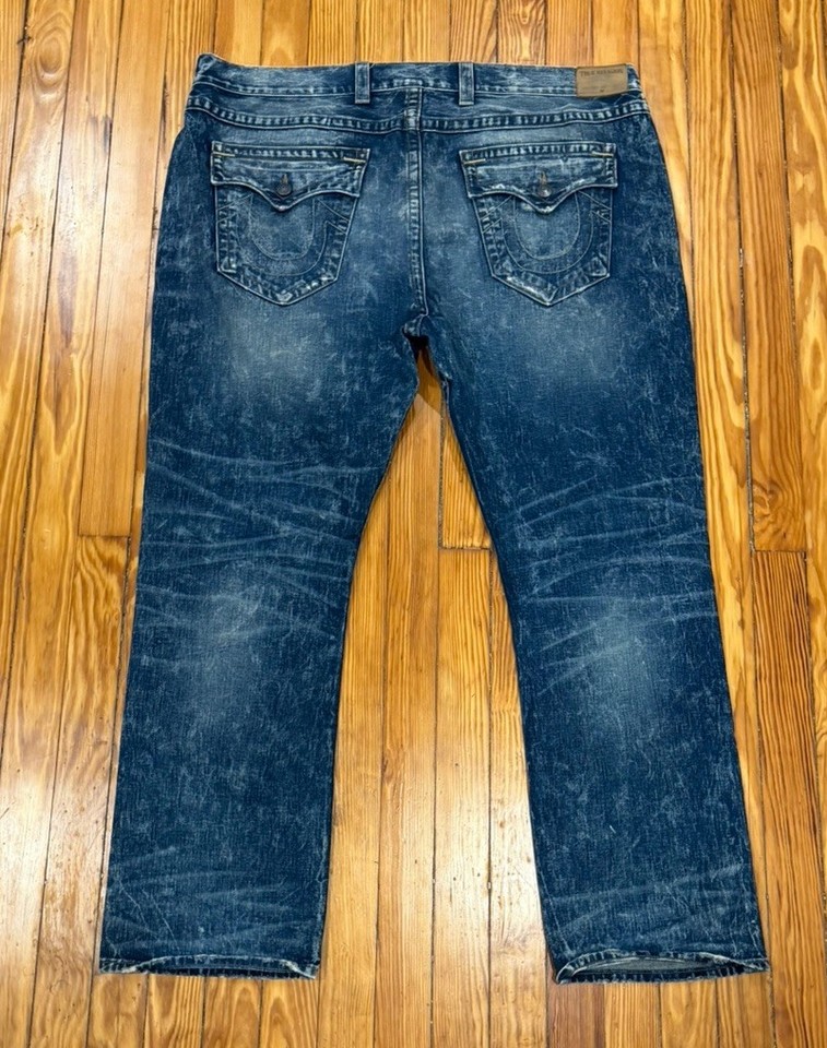 True Religion Ricky Relaxed Straight Flap Denim Blue Jeans Men's 46x34 ...