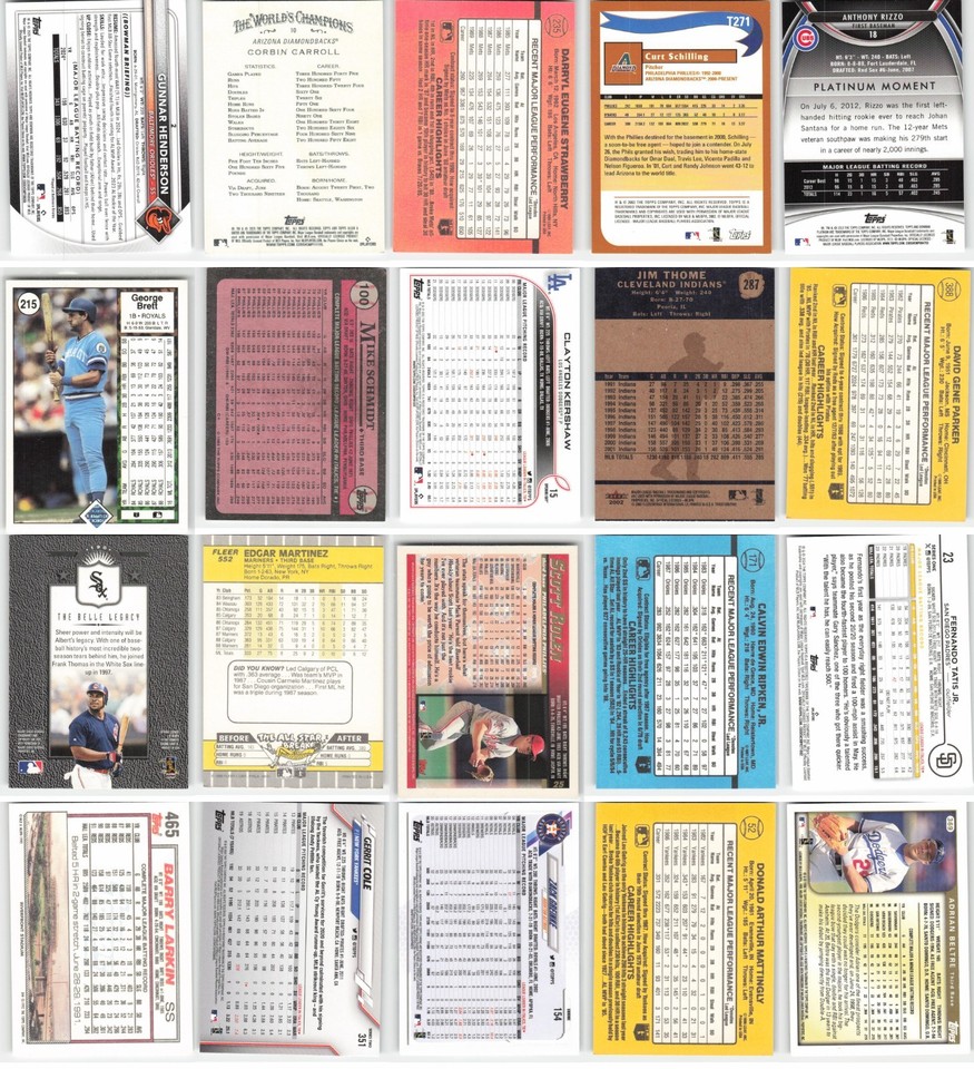 (100) Starter Collection 1980s-Present HOF and Stars Lot MLB Baseball ...