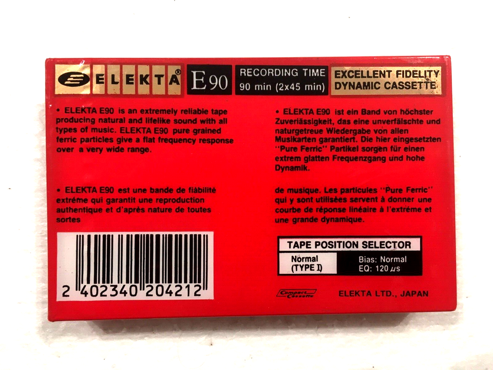 ELEKTA E 90 vintage audio cassette blank tape sealed Made in Japan Type ...