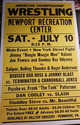 Vintage Wrestling Event Poster ACW Wrestling 22x14 Sat July 10 | eBay